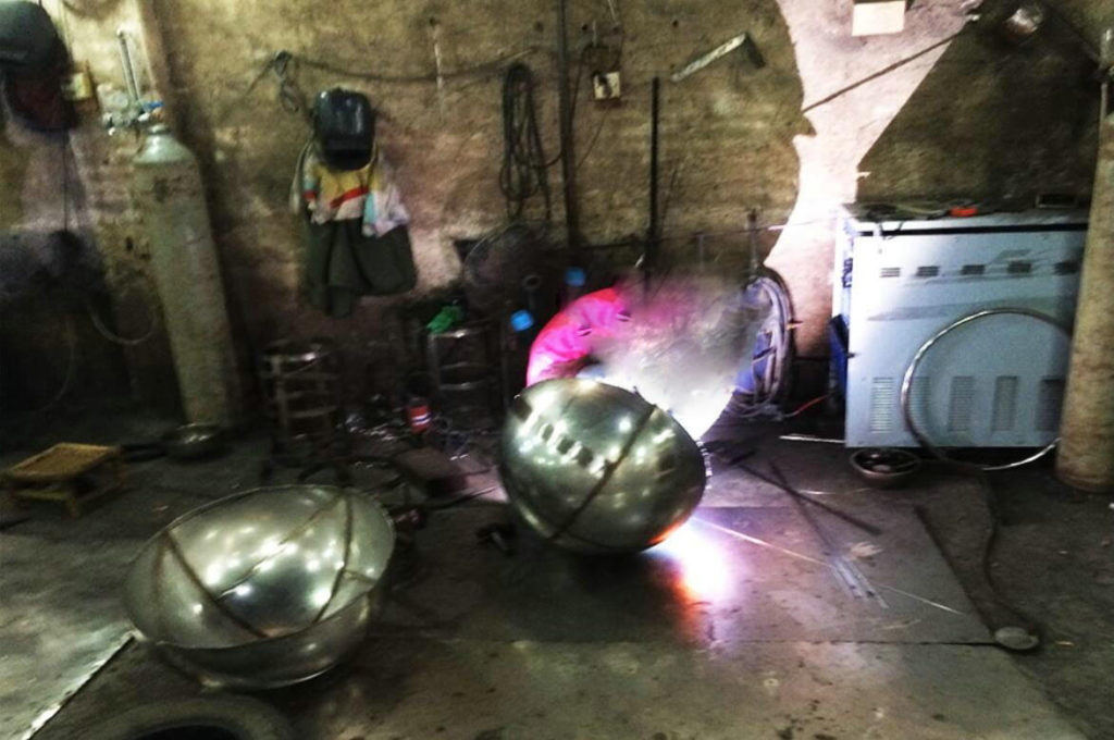 Metal Hemispheres - metal sphere world